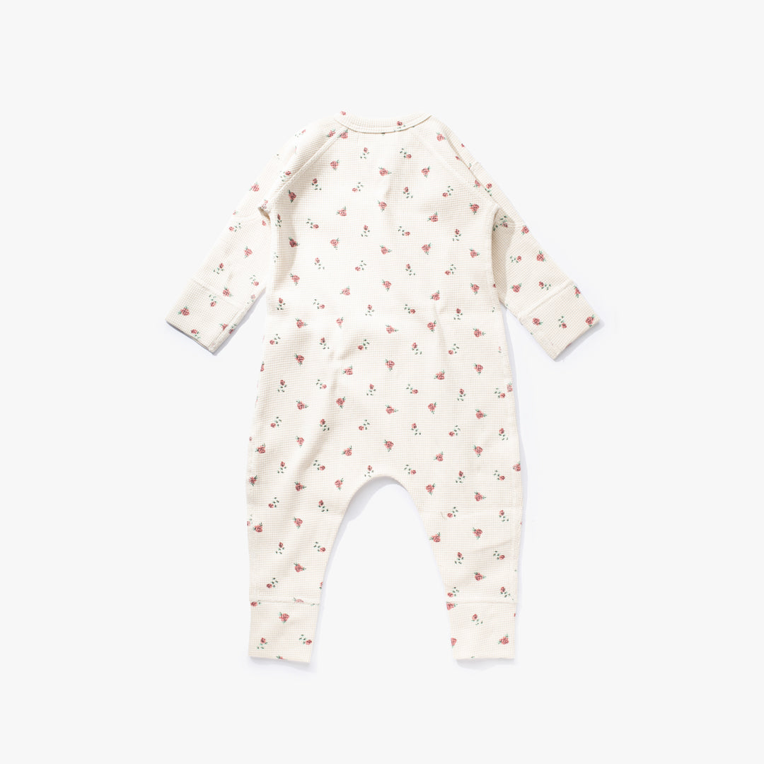 Organic Waffle Baby Romper - Winter Rose : Sapling Child